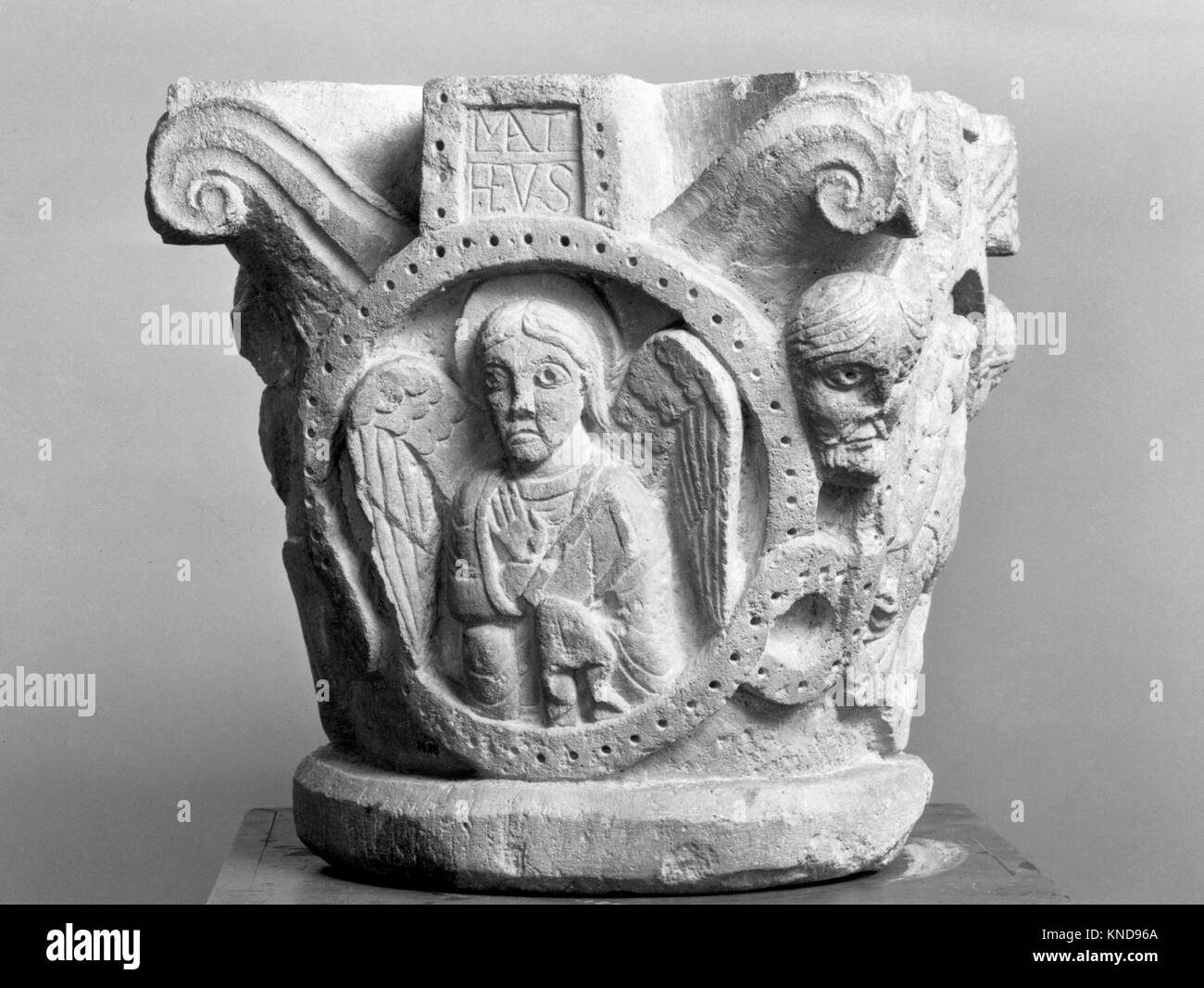 This sculpted capital features the symbols of the four Evangelists ...