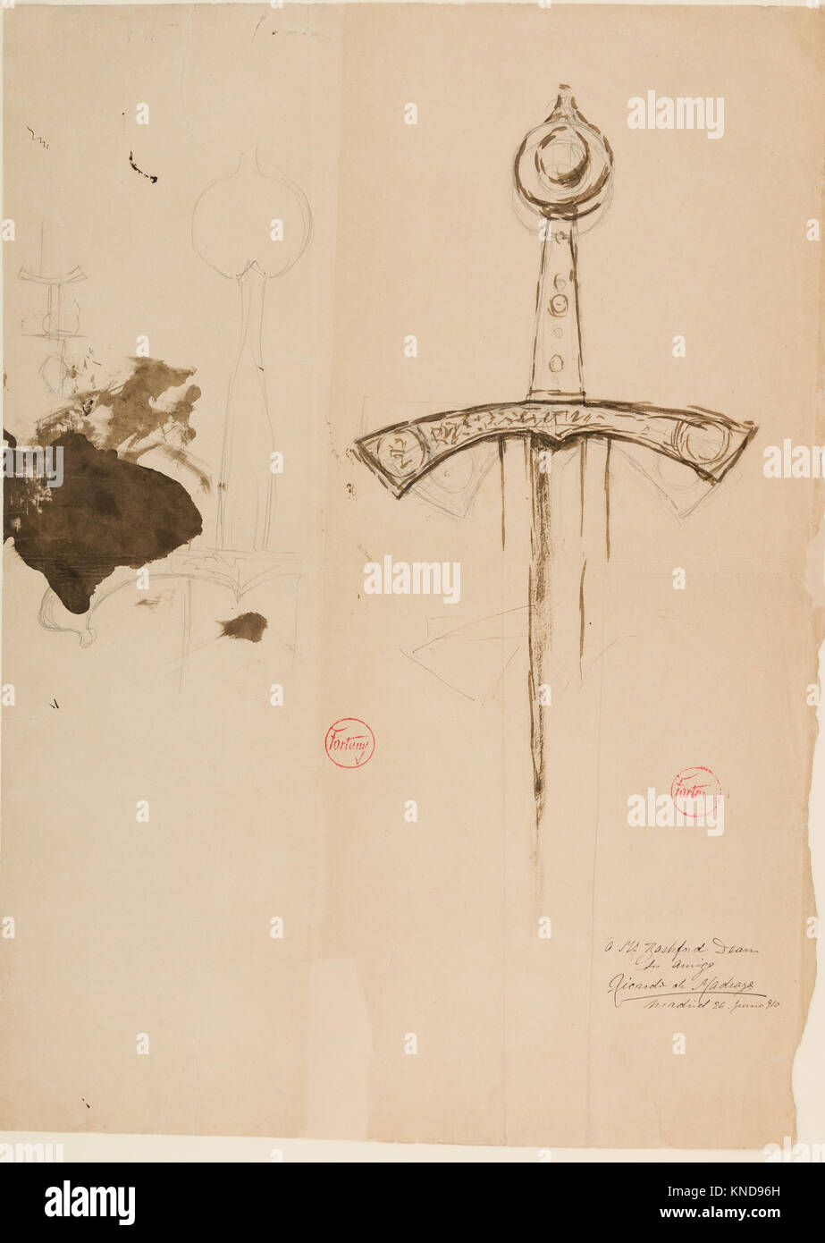 This drawing shows two medieval swords, illustrating their design ...