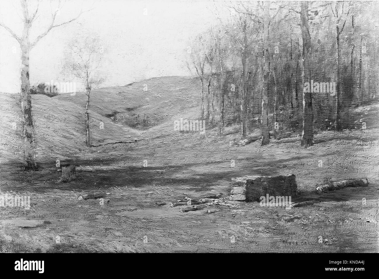 This artwork, titled 'Autumn Uplands,' depicts the changing landscape ...