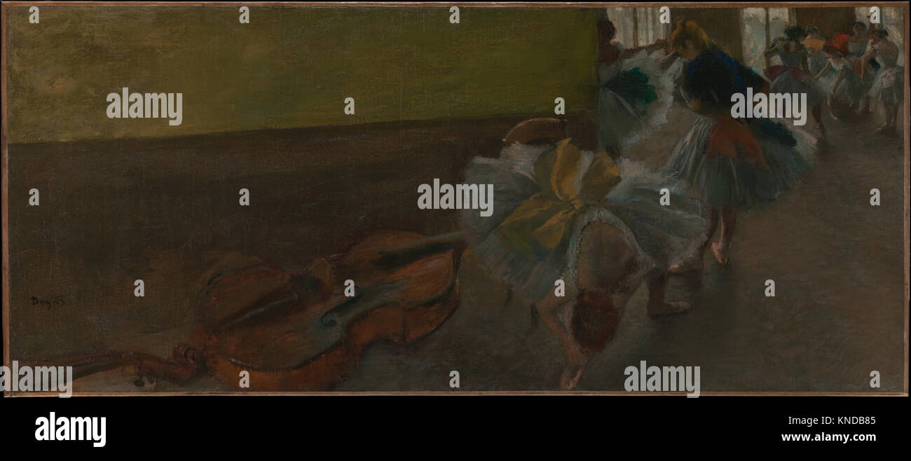 Dancers in the Rehearsal Room with a Double Bass, oil painting by ...