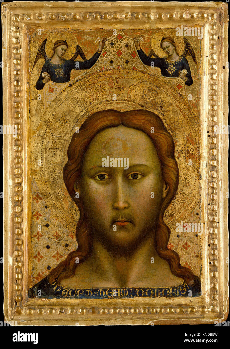 This painting, attributed to the Master of the Orcagnesque Misericordia, depicts the head of ...