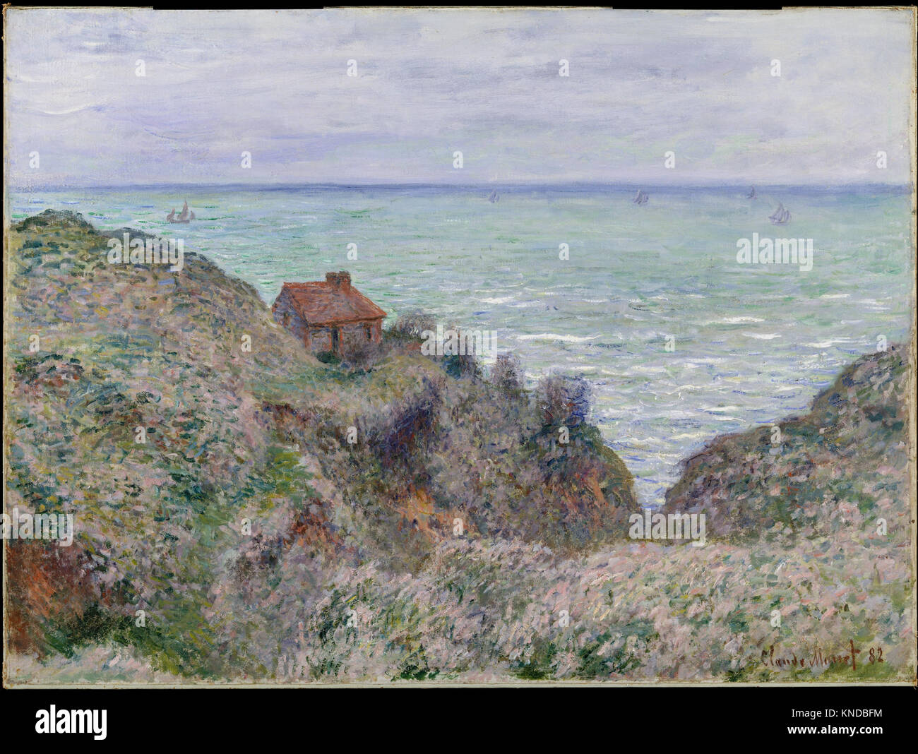 This oil painting by Claude Monet, titled 'Cabin of the Customs Watch ...