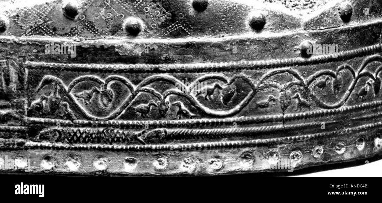 The Spangenhelm helmet (early medieval Europe) features segmented metal ...