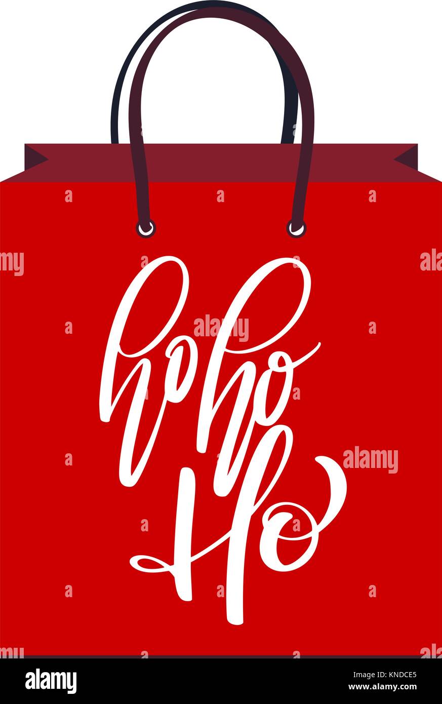 text Ho-ho-ho hand written calligraphy lettering on the red package ...