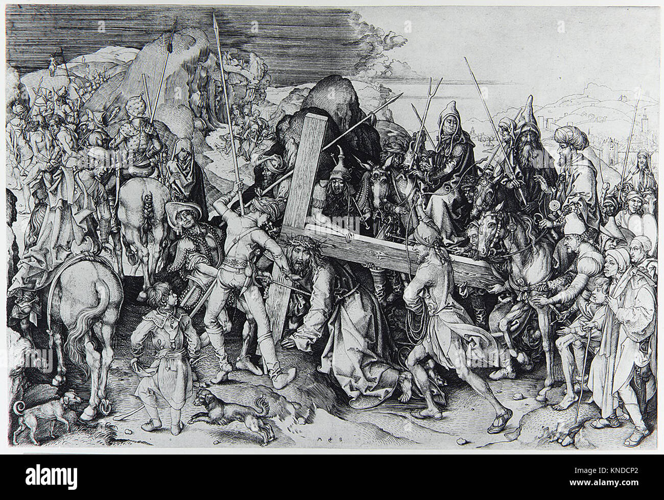 This painting depicts Christ carrying the cross, a powerful moment in ...