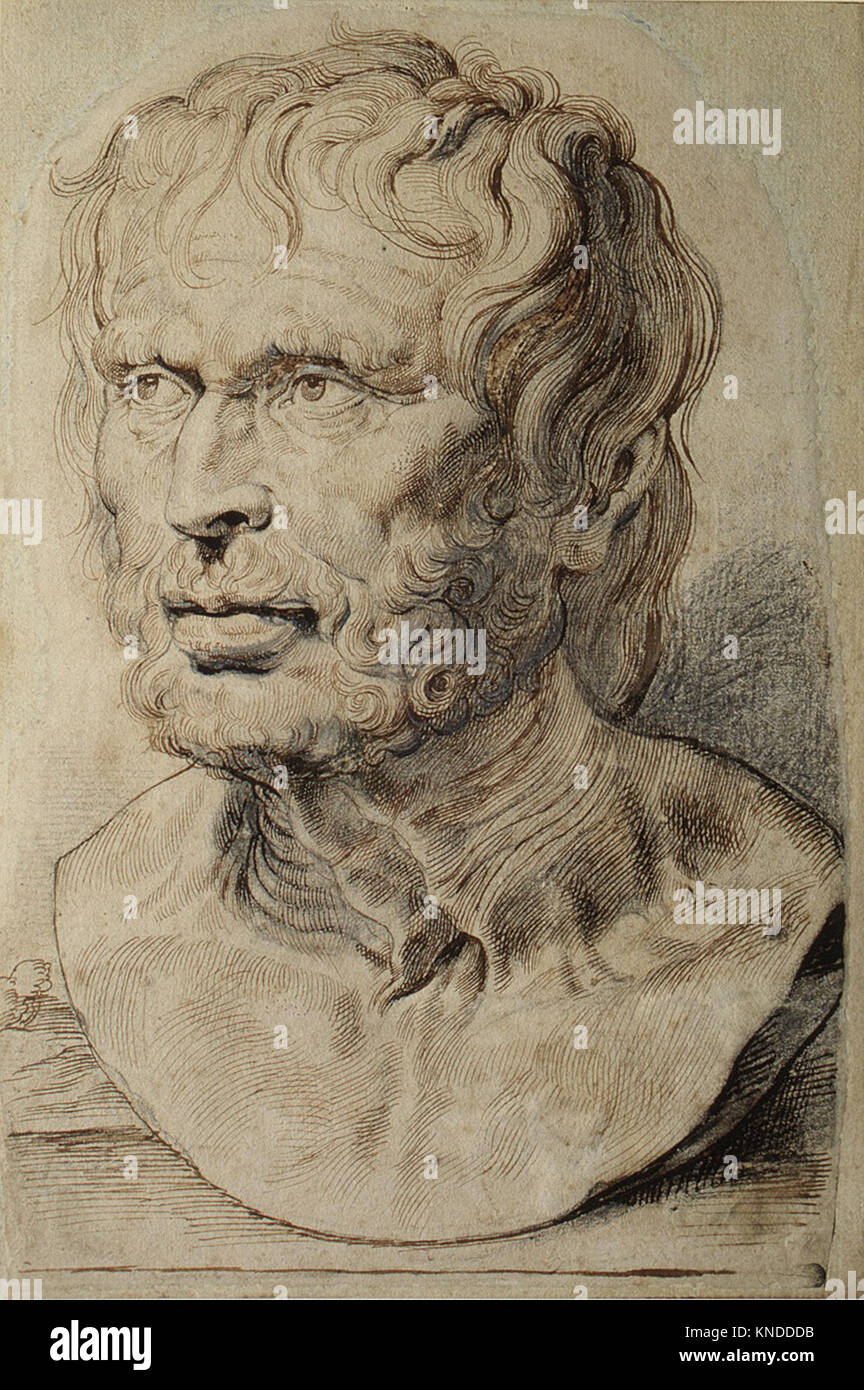 This marble bust represents Pseudo-Seneca, an ancient Roman philosopher ...