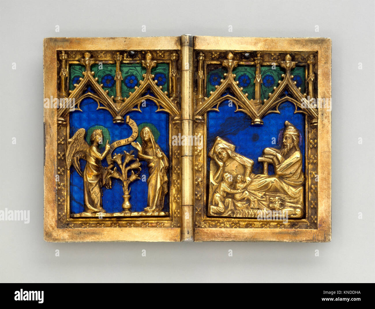 This diptych features scenes from the life of Christ, including the ...