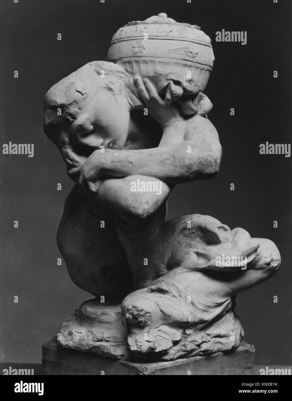 This sculpture, titled 'Fallen Caryatid Carrying an Urn,' cataloged as ...