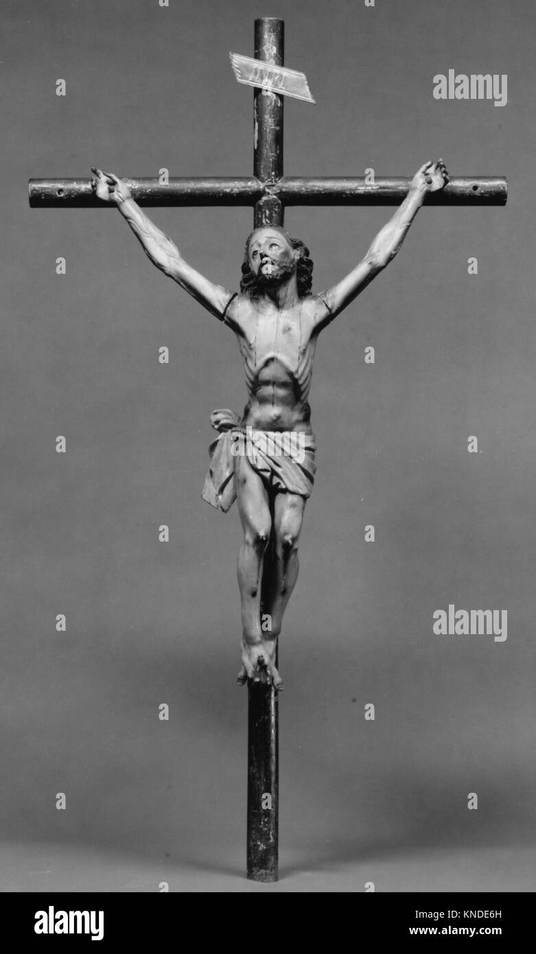 This sculpture of Christ crucified is part of a Calvary group ...