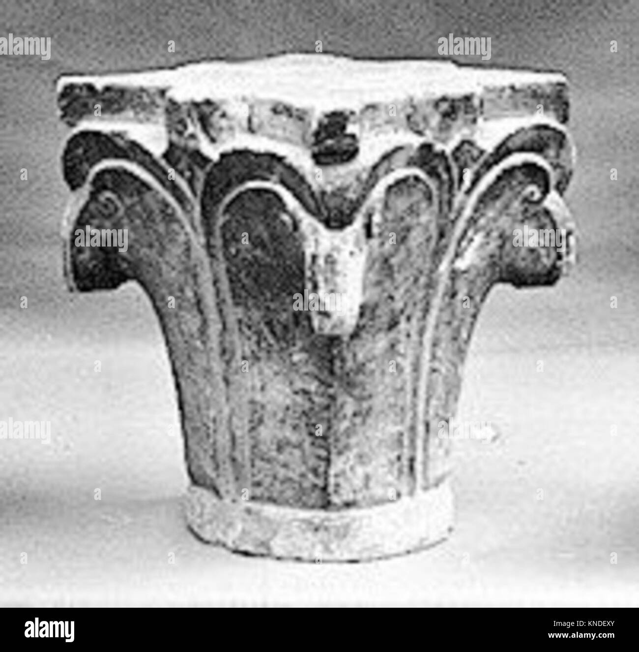 A capital, part of a column, displaying the detailed carving and ...