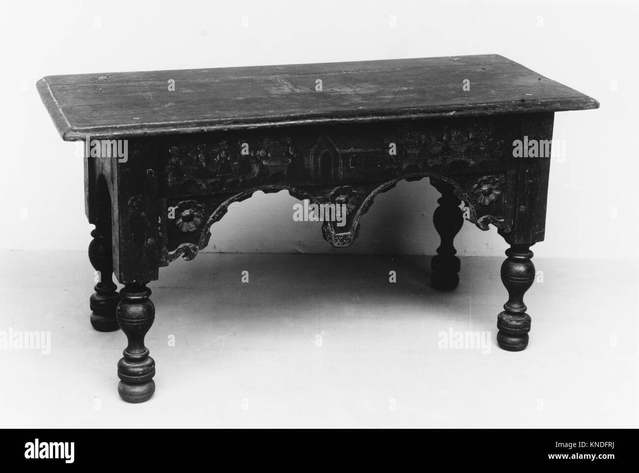 This 17th-century Dutch bench, crafted from spruce and white oak ...