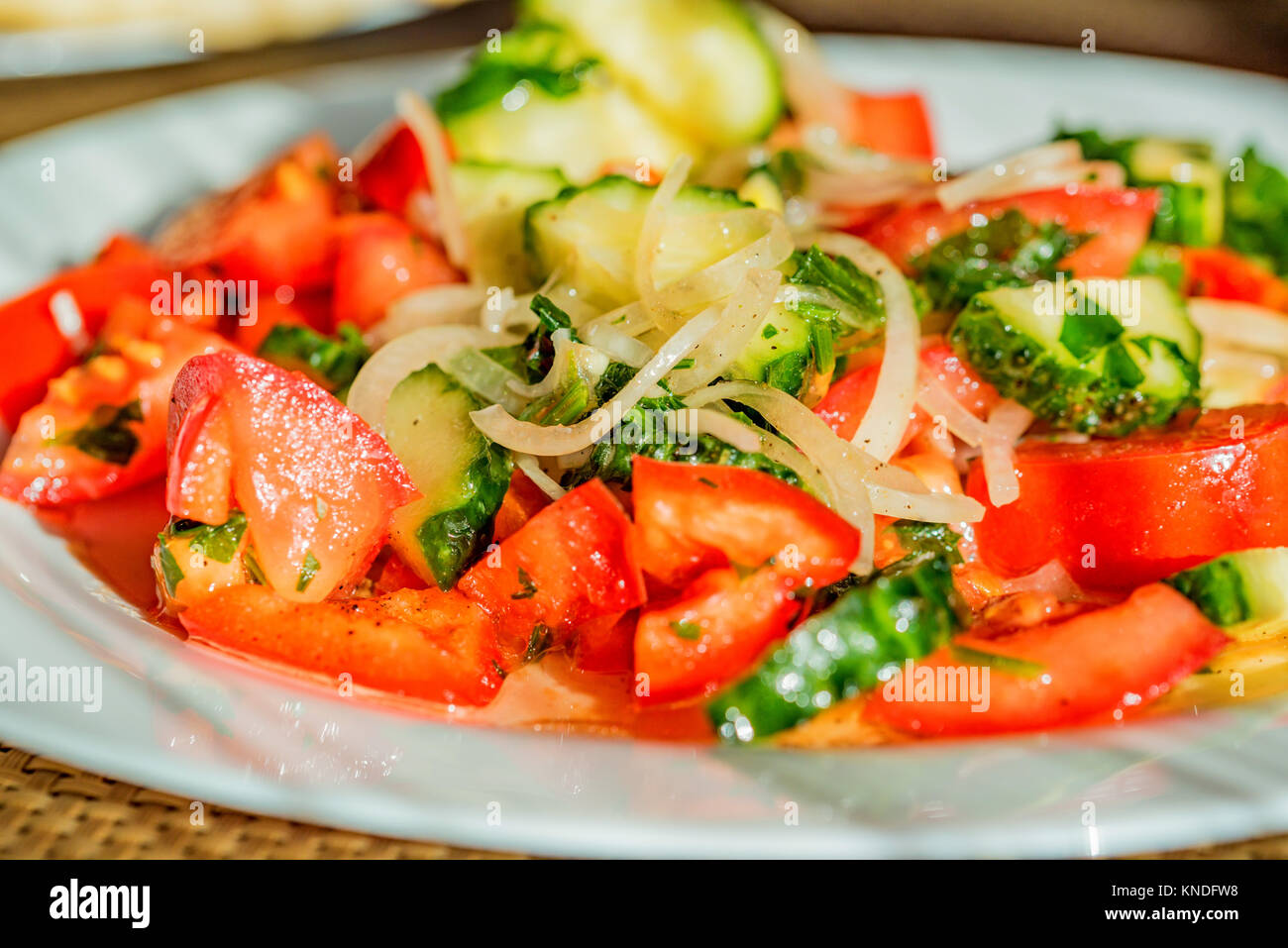 Close-up vegetable rustic salad on plate Stock Photo - Alamy