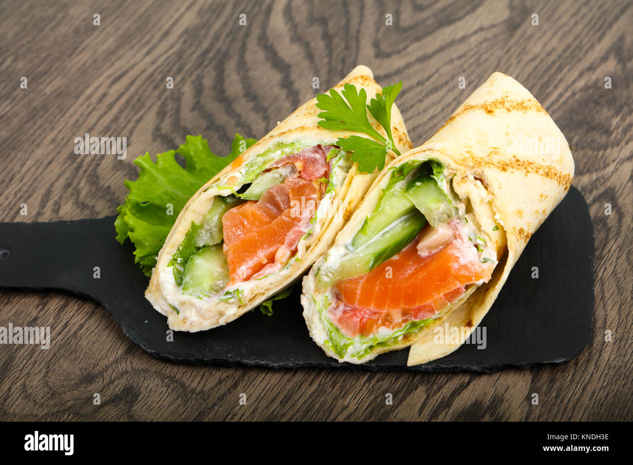 Salmon bread roll with cheese Stock Photo - Alamy