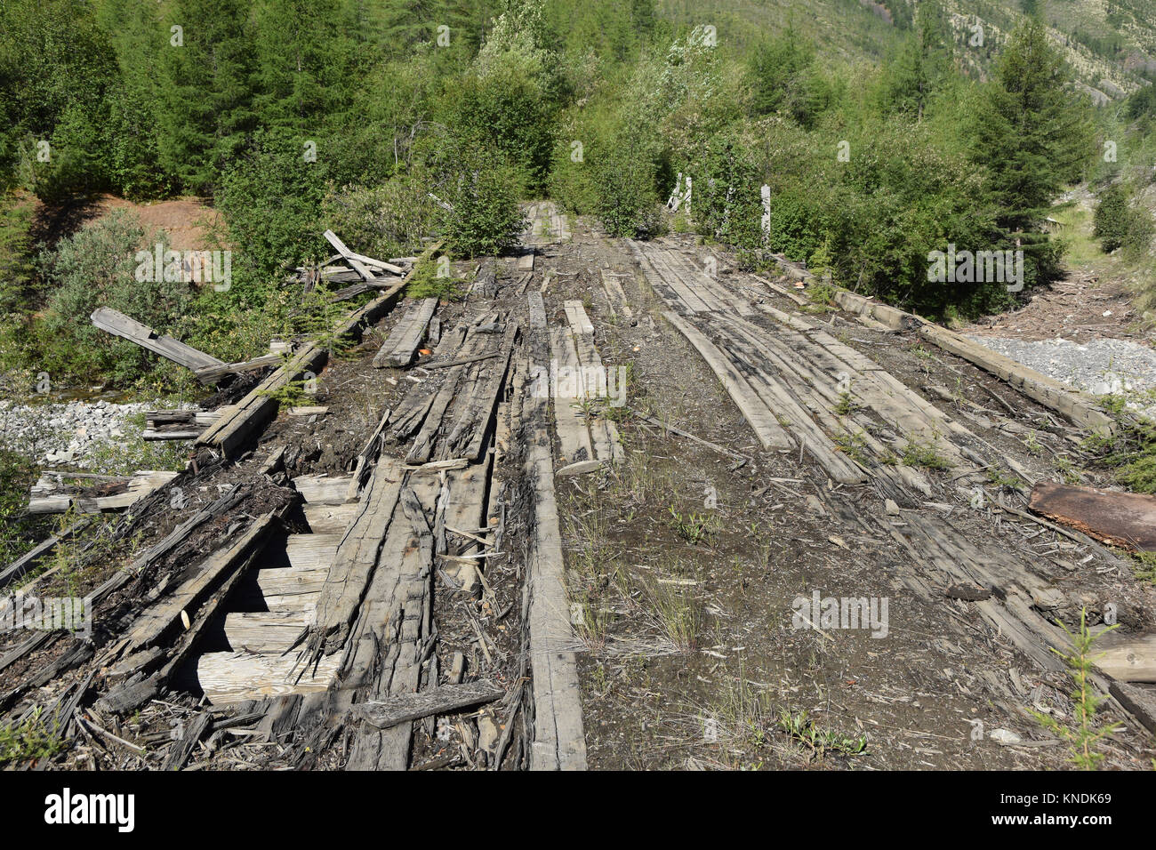 A wooden bridge built during the 30's by the Gulag prisonners when the ...