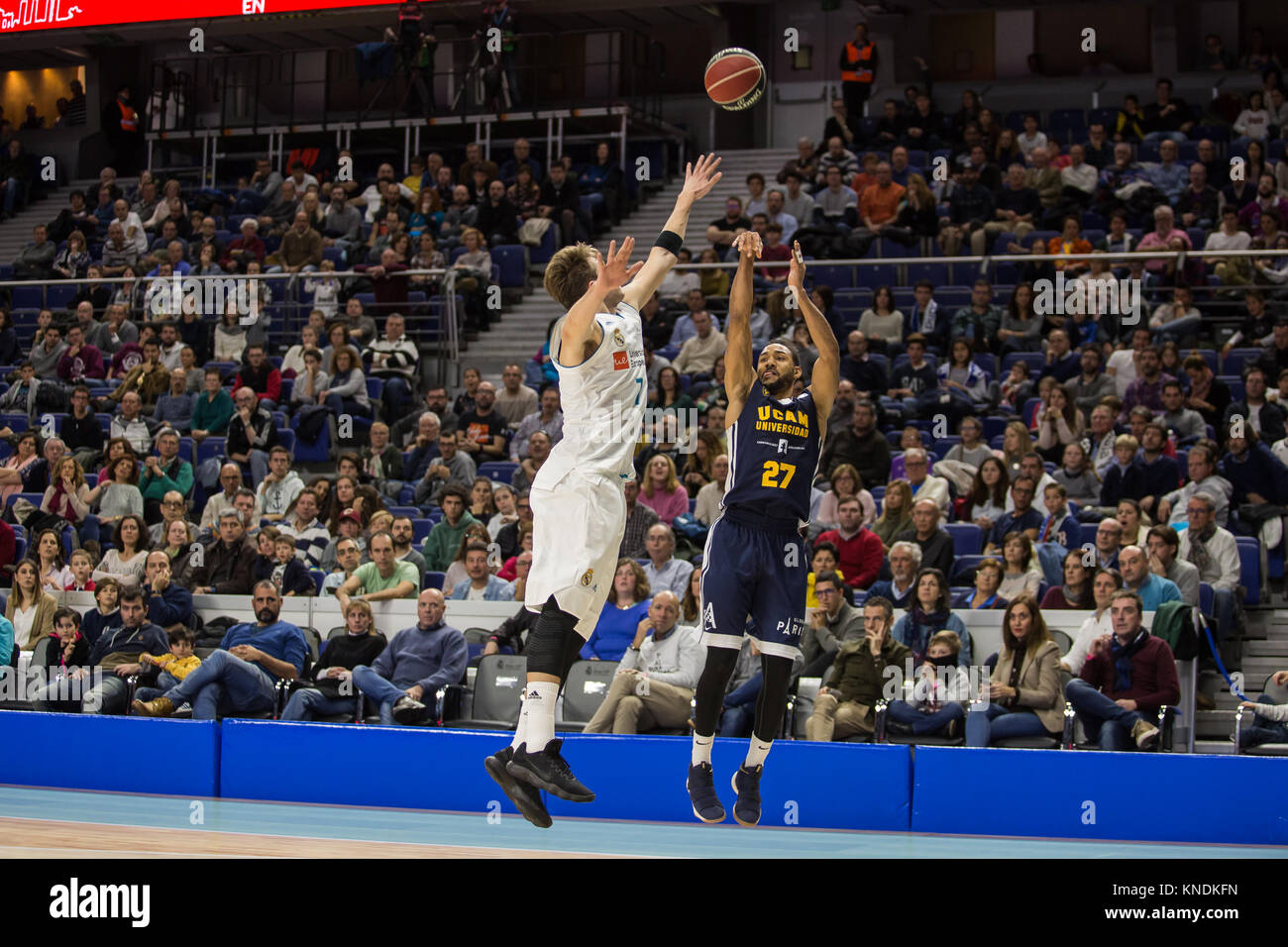Madrid, Spain. 10th Dec, 2017. Sadiel Rojas (R) and Luka Doncic (L ...