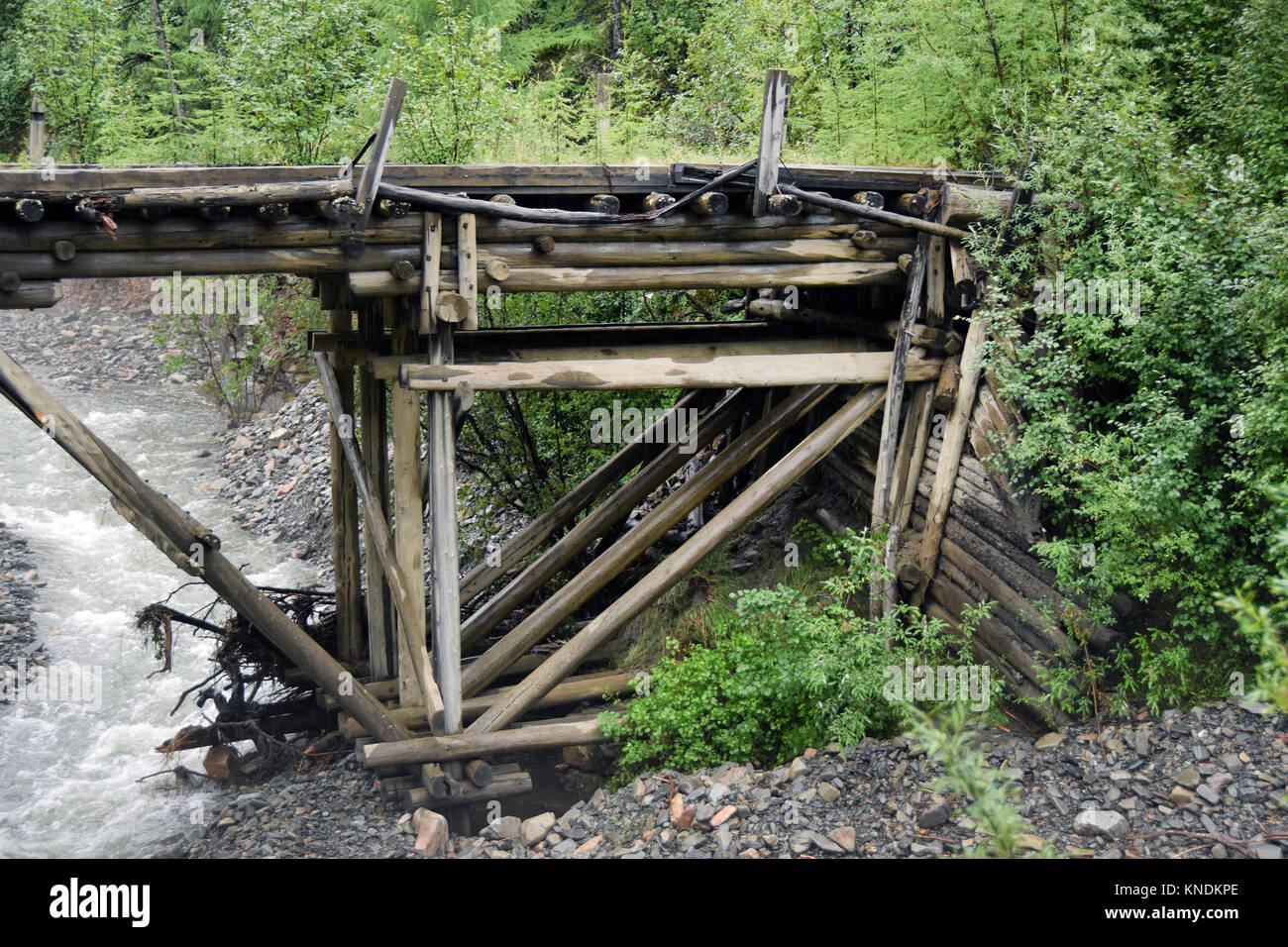 A wooden bridge built during the 30's by the Gulag prisonners when the ...