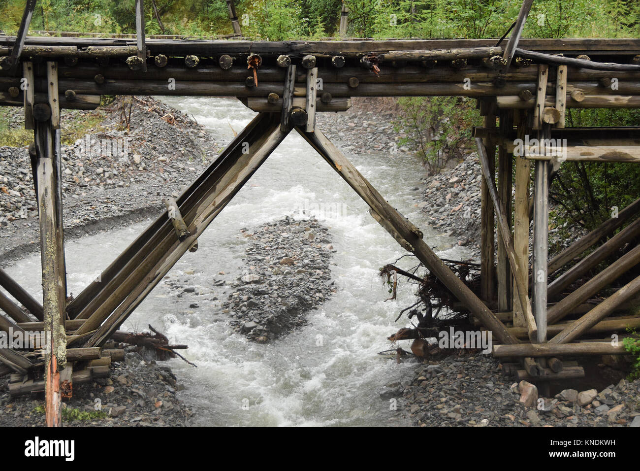 A wooden bridge built during the 30's by the Gulag prisonners when the ...