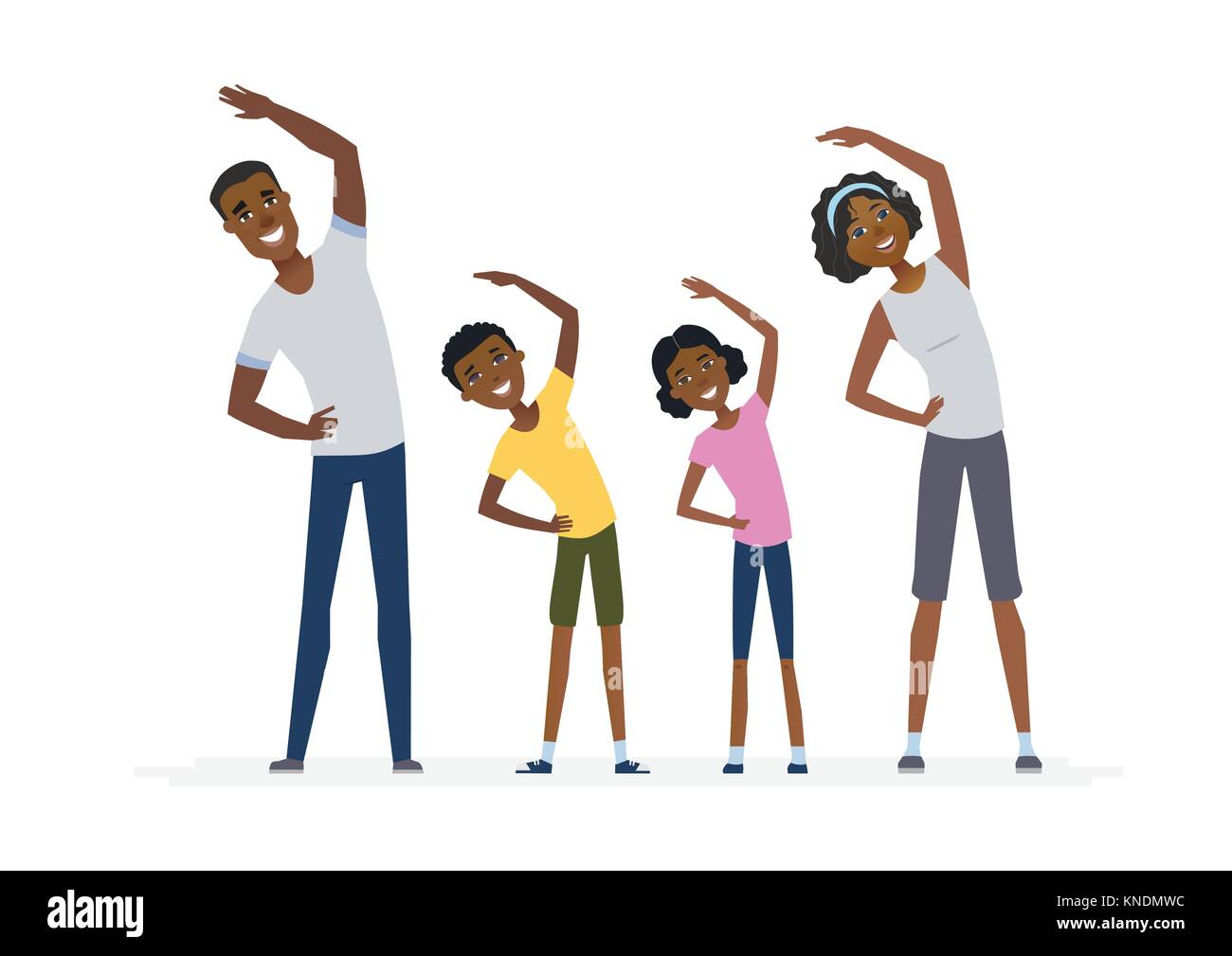 African family doing exercises- cartoon people characters isolated ...
