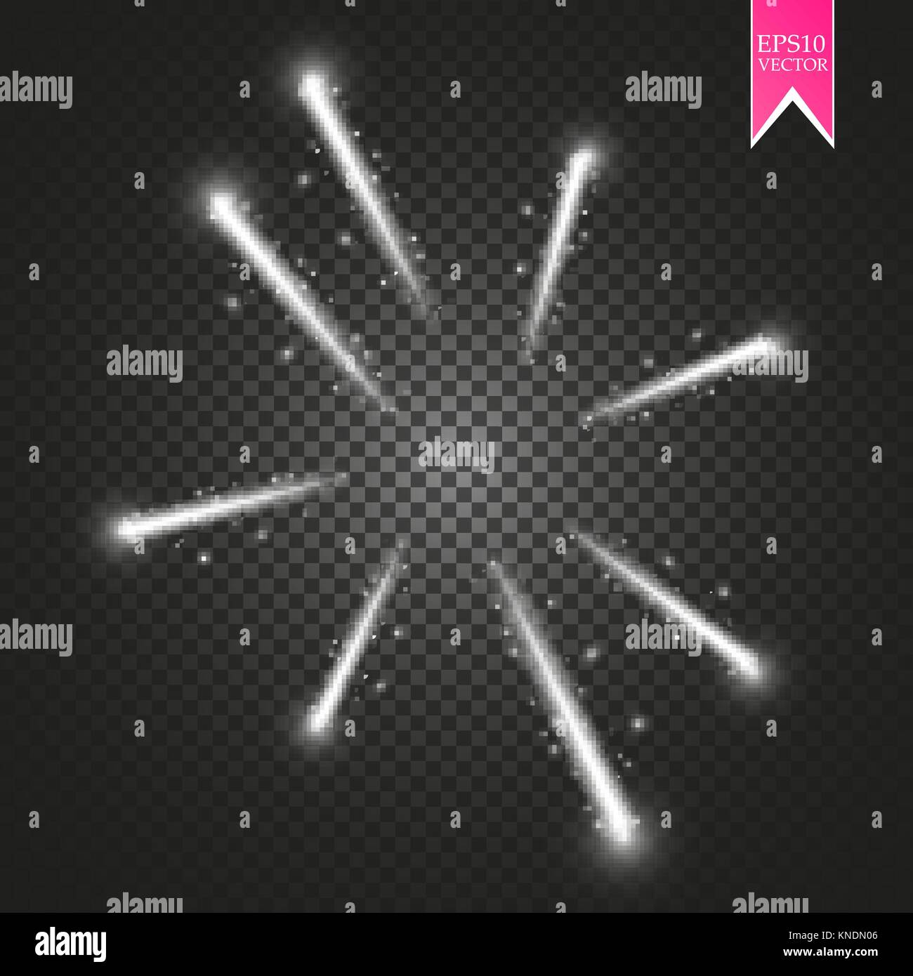 Firework lights effect with glowing stars in sky isolated on ...
