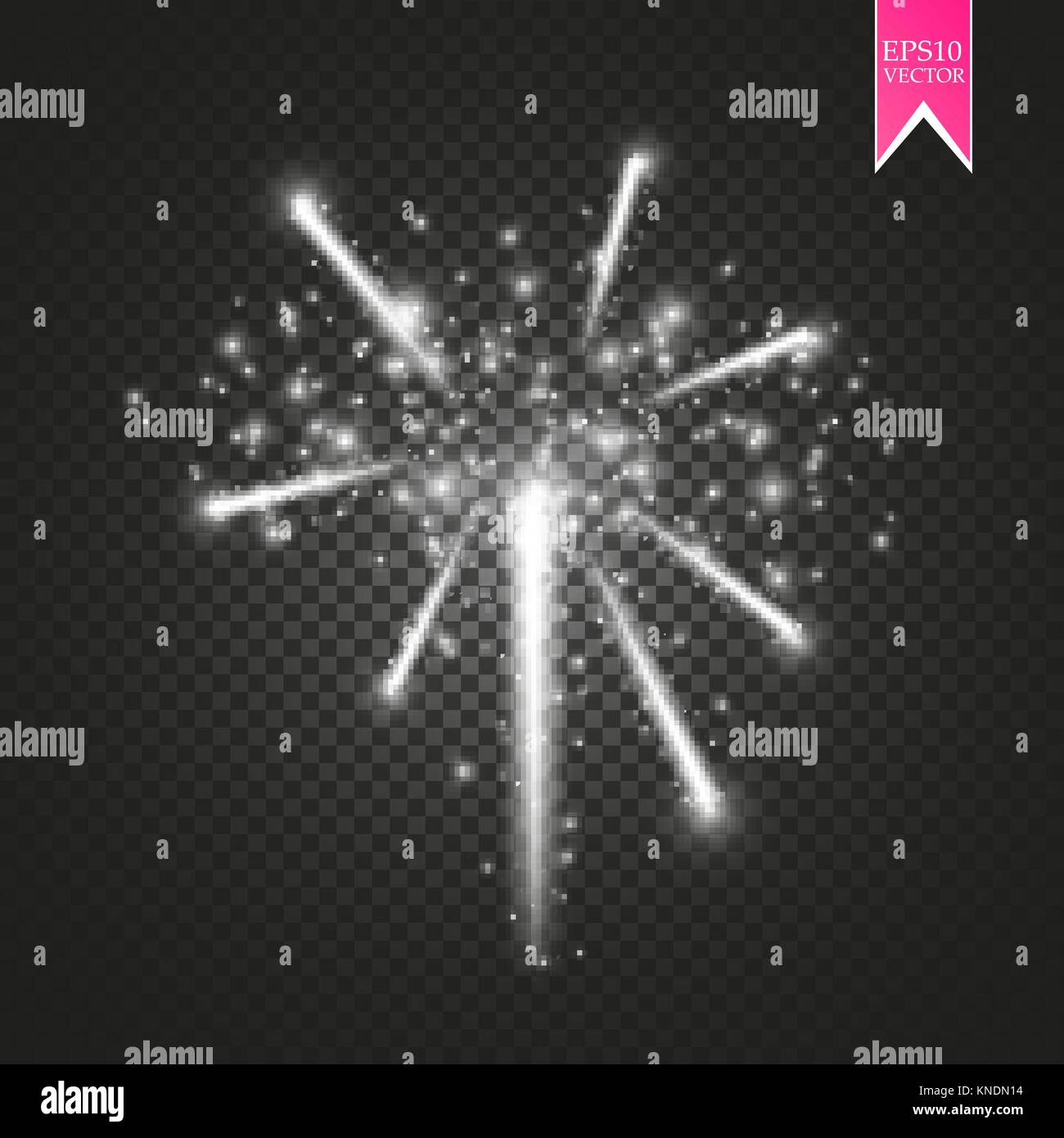 Firework lights effect with glowing stars in sky isolated on ...