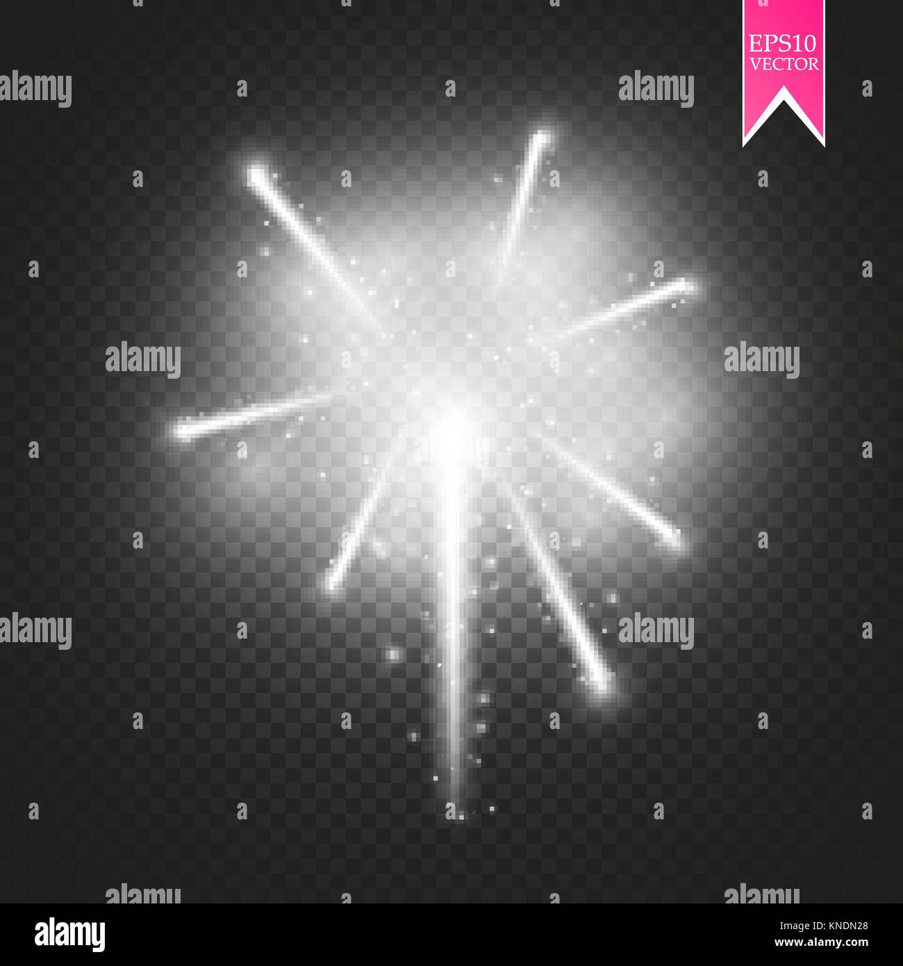 Firework lights effect with glowing stars in sky isolated on ...