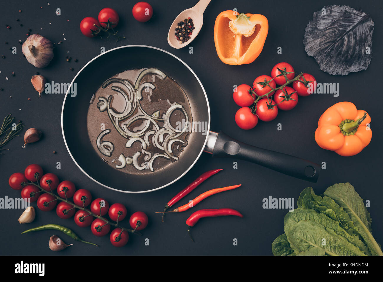 top view of frying pan Stock Photo - Alamy