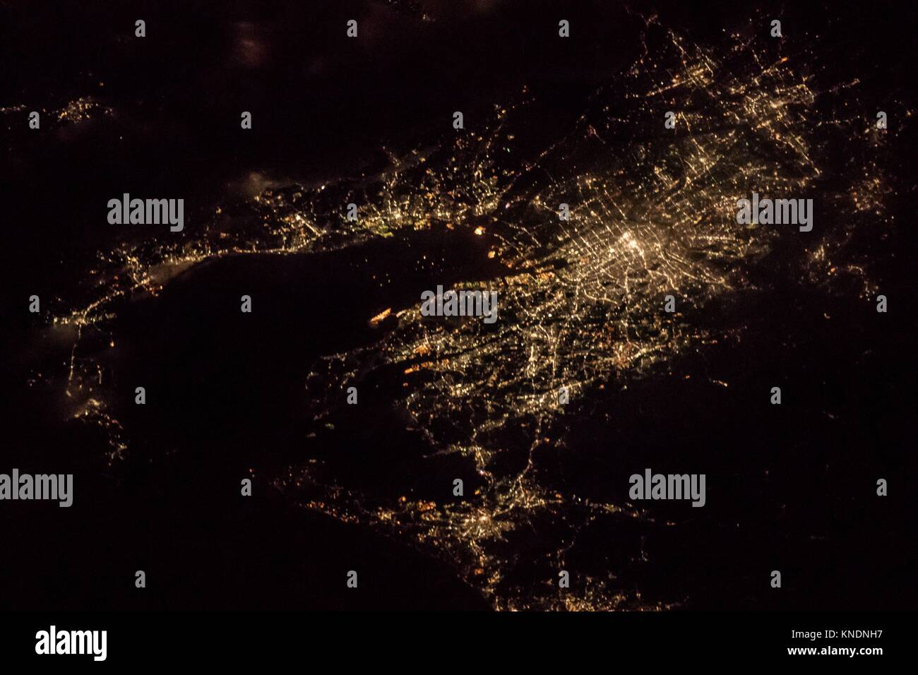 Nighttime view of Nagoya Japan seen from the International Space ...