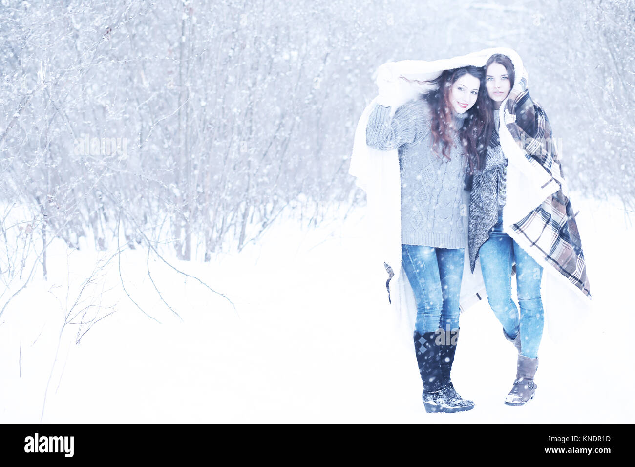 Beautiful girl in a beautiful winter snow Stock Photo - Alamy