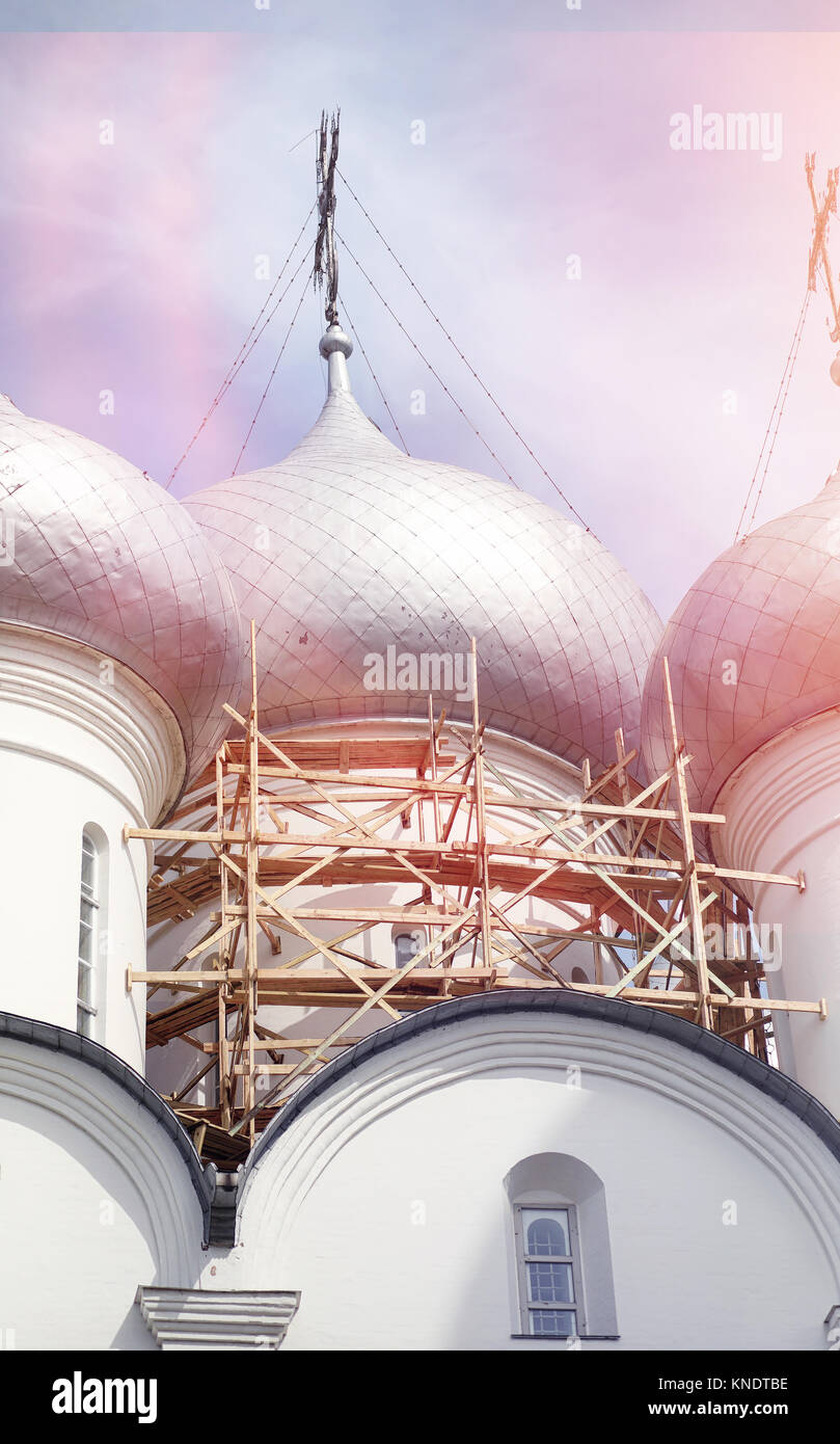 Domes of a religious building. Crosses on the domes of the churc Stock ...