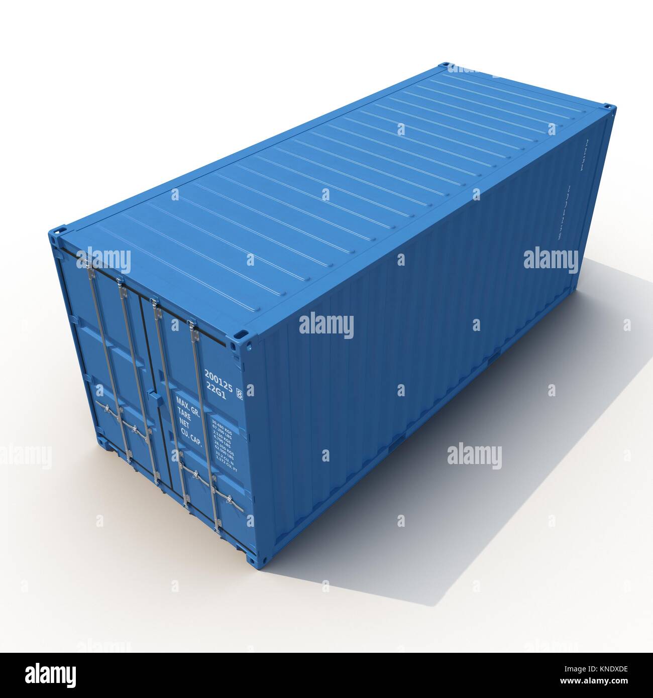 Blue freight shipping container isolated on white. 3D illustration ...
