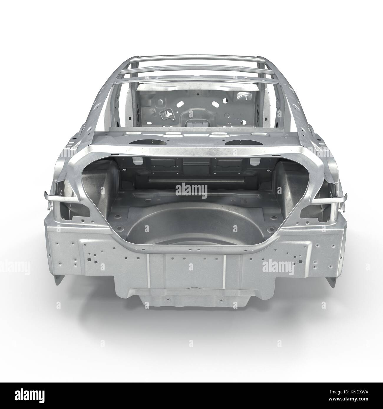 Back view Car Frame without Chassis on white. 3D illustration Stock ...
