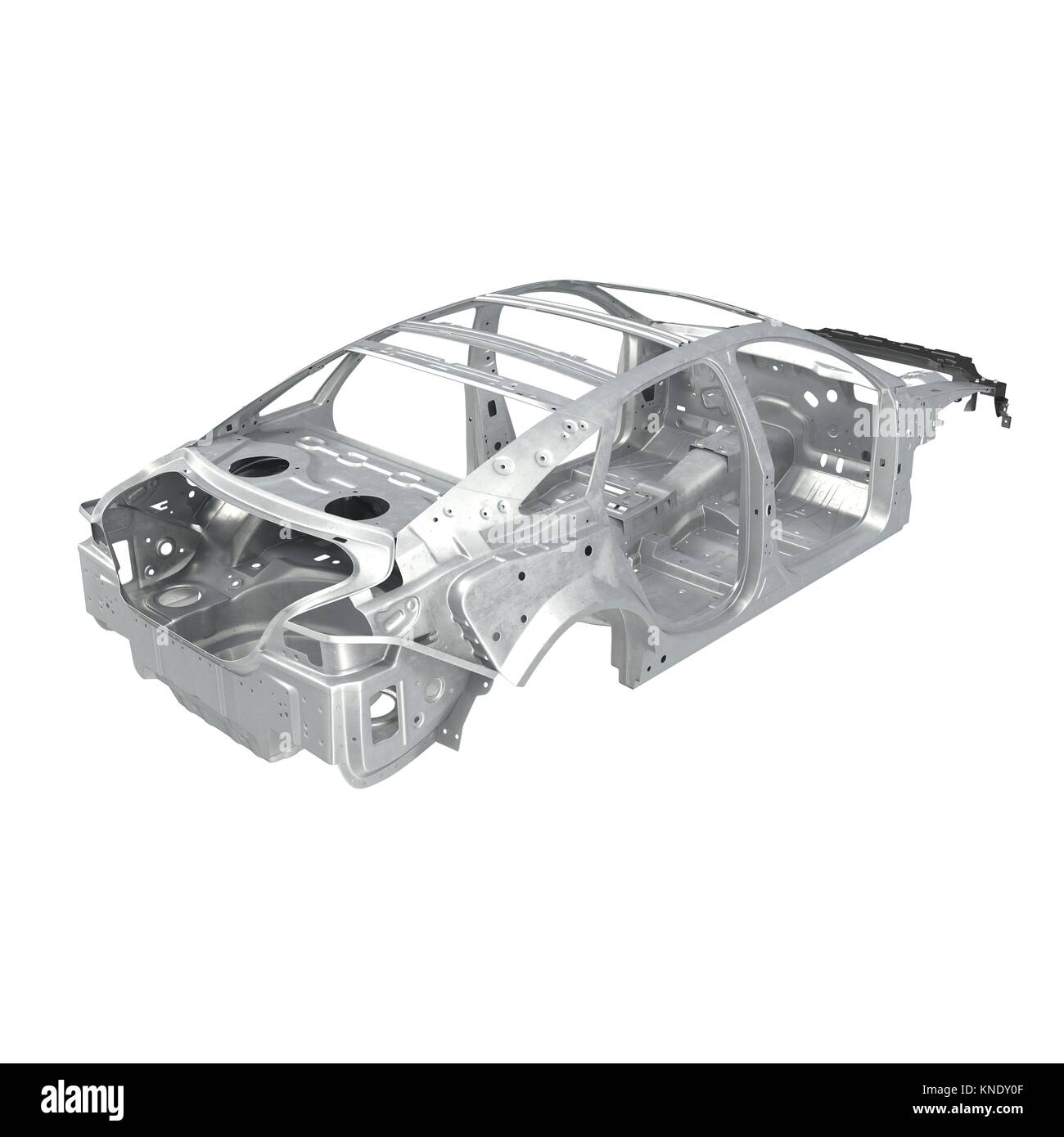 Car Frame without Chassis on white. Angle from up. 3D illustration ...