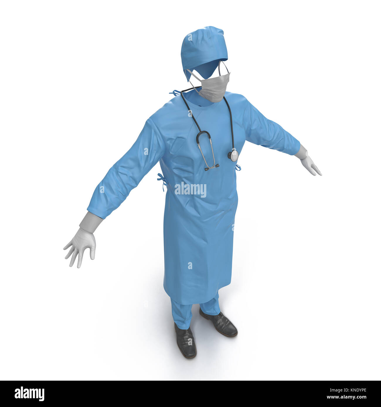Surgeon dress with stethoscope isolated on white. 3D illustration Stock ...