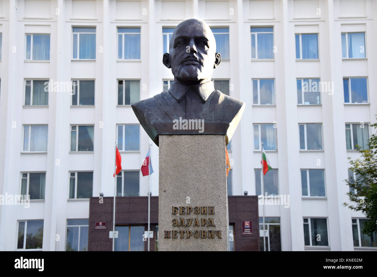 The statue of Edouard Berzin who was the first director of the camps ...