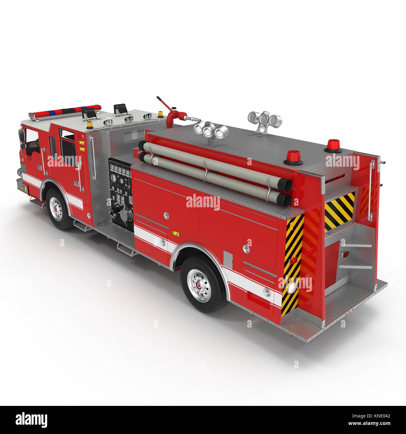 Fire Engine isolated on white. 3D illustration Stock Photo - Alamy