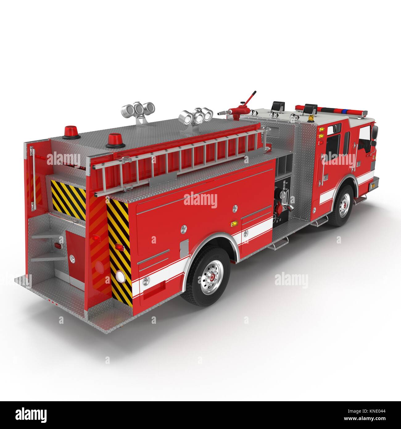 Rear view Fire Engine isolated on white. 3D illustration Stock Photo ...