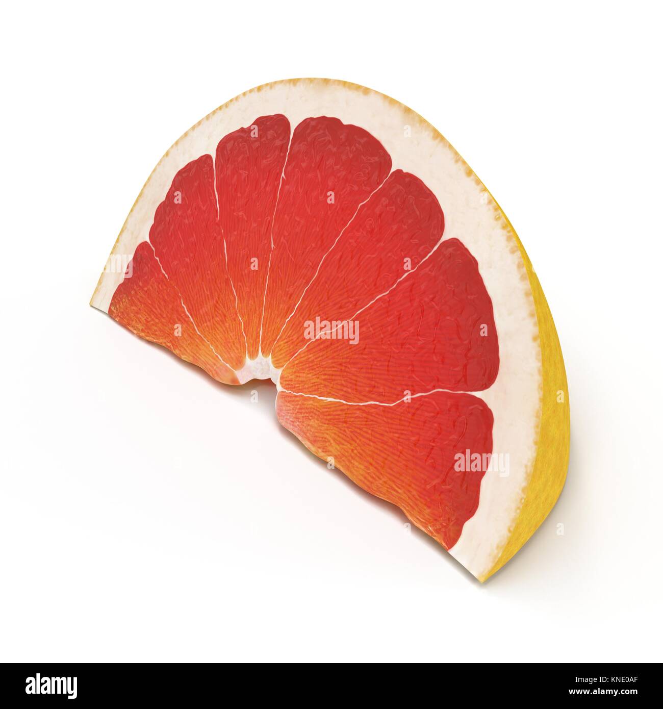 Slice section of ripe grapefruit isolated over the white. 3D ...