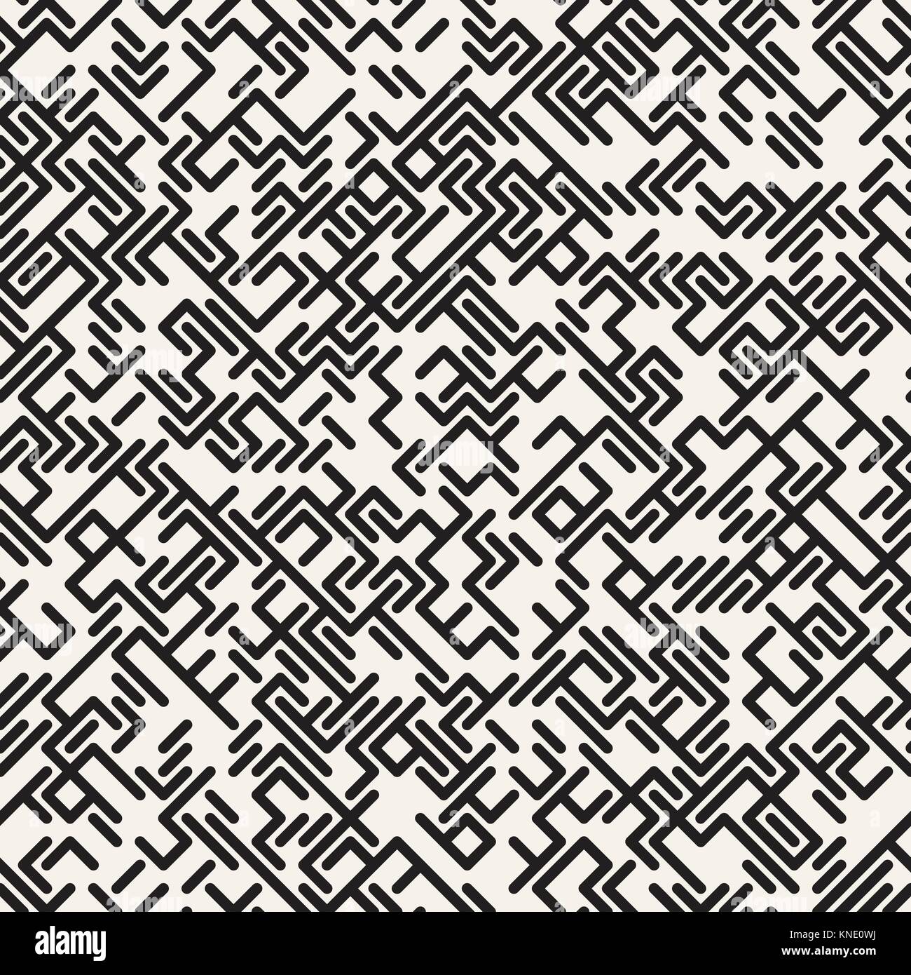 Irregular Tangled Shapes. Abstract Geometric Background Design. Vector Seamless Black and White ...