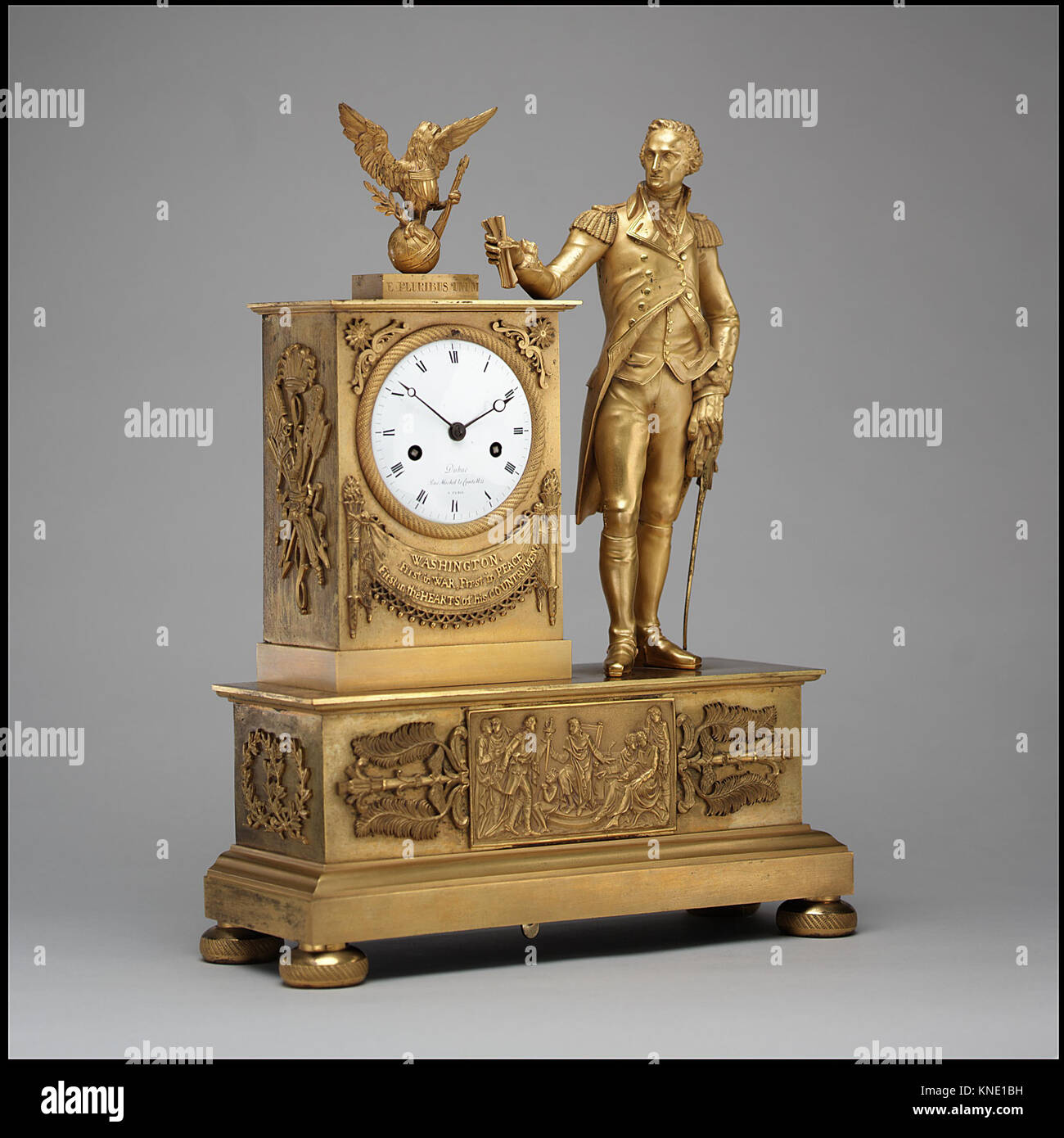 This clock, made by Dubuc around 1815-1820, is crafted from gilt bronze ...