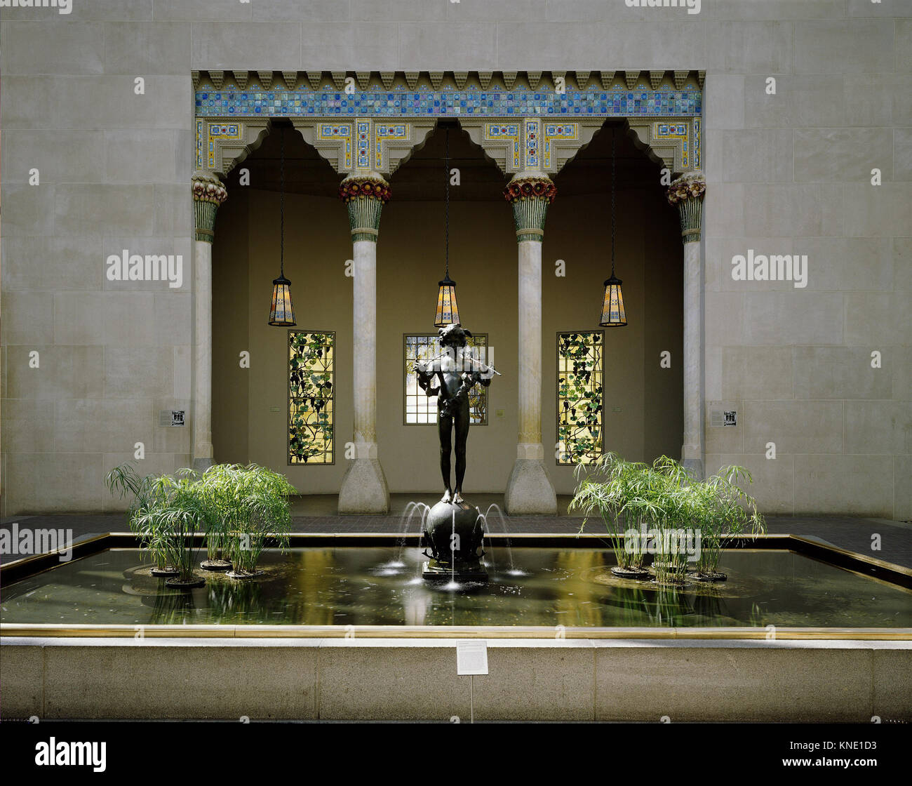 A mosaic column designed by Louis Comfort Tiffany in 1905, combining ...