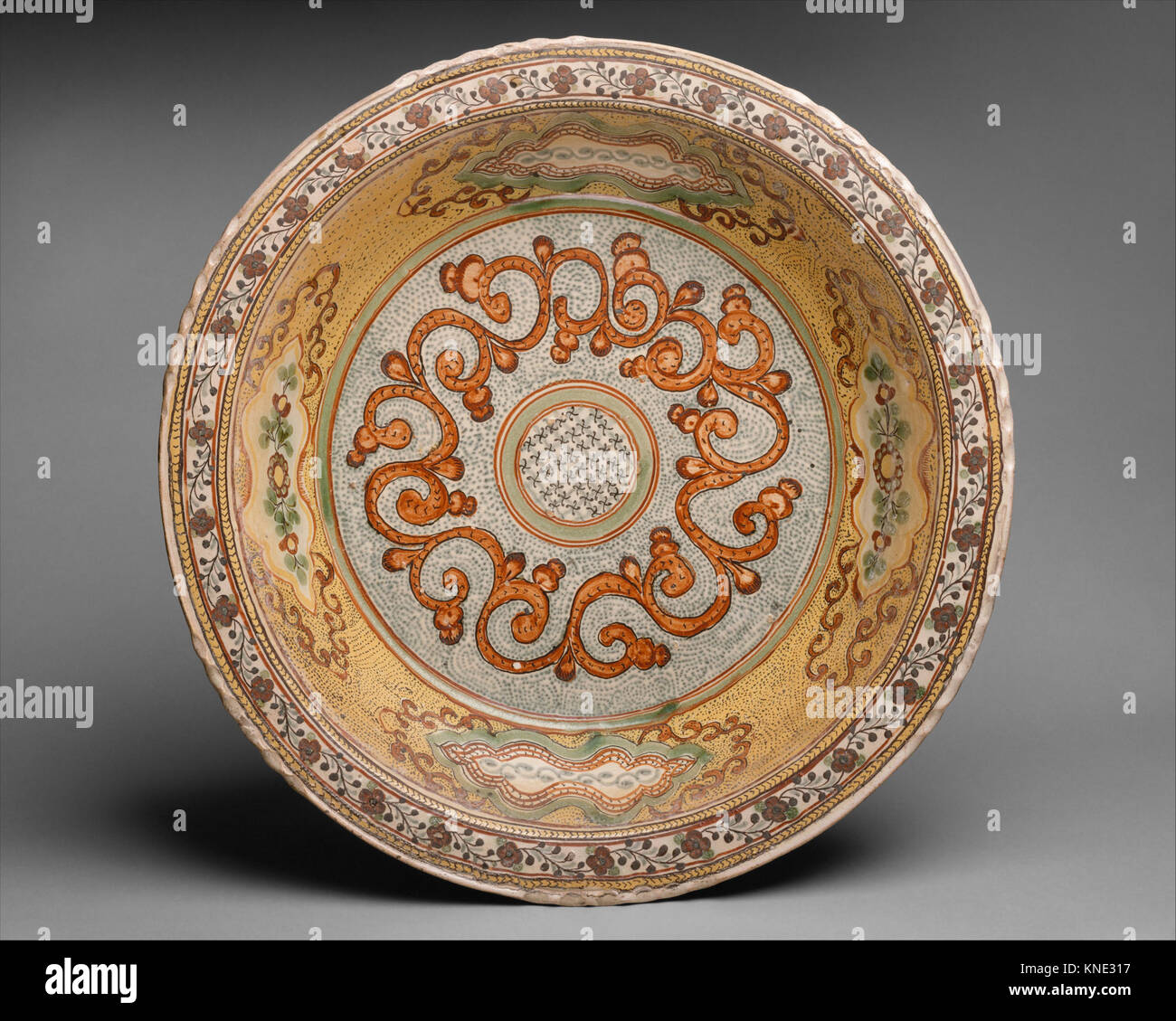 Basin with polychrome scroll motif on strippled ground MET DT5517 9731 ...