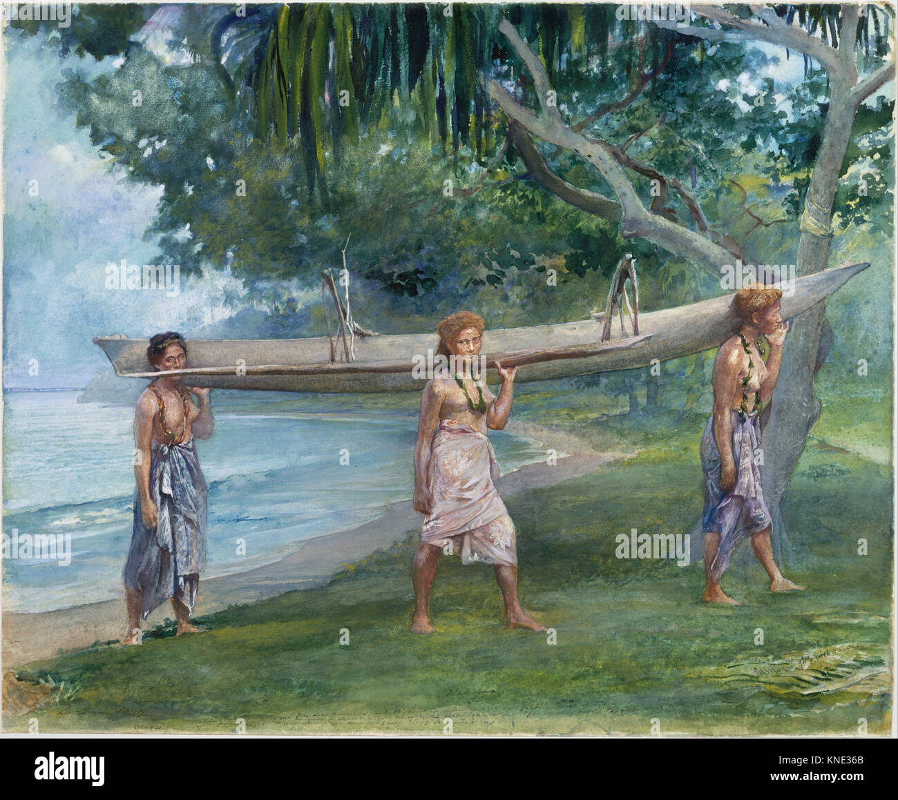 John La Farge's painting 'Girls Carrying a Canoe, Vaiala in Samoa ...