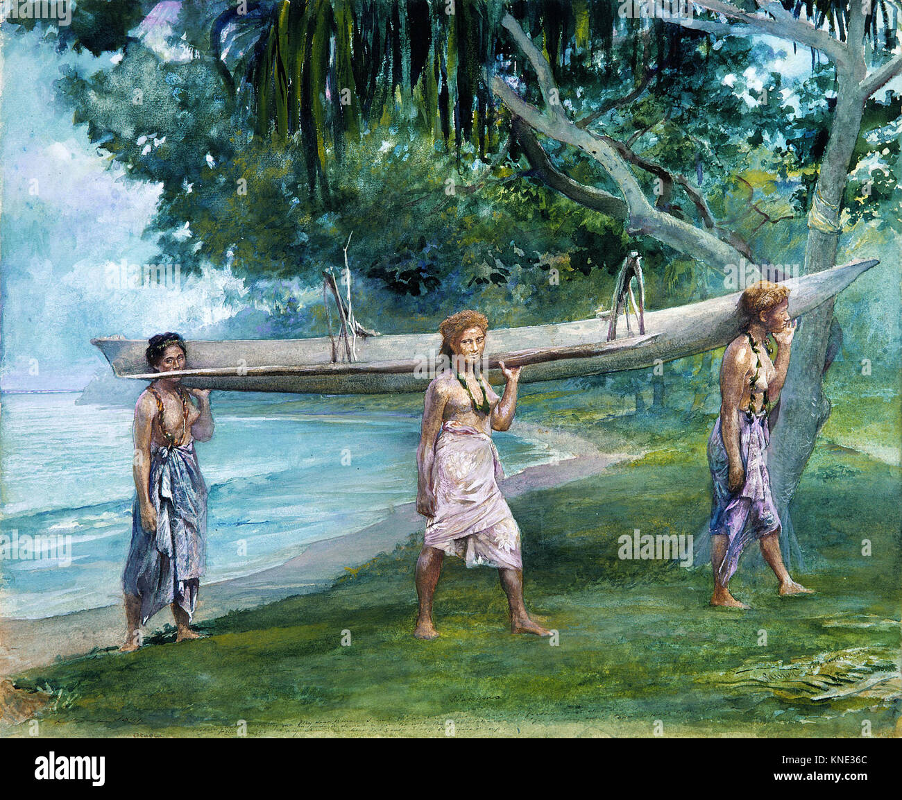 This painting by John La Farge captures girls in Vaiala, Samoa ...
