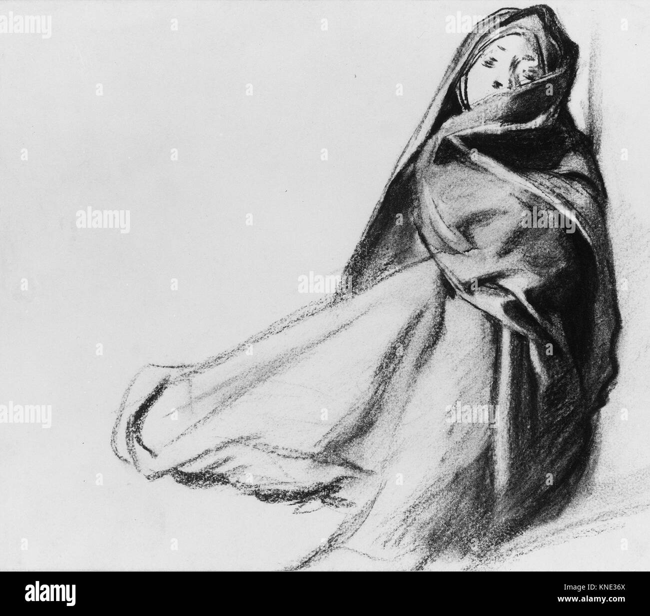 This sculpture of a draped seated woman captures the grace and elegance ...