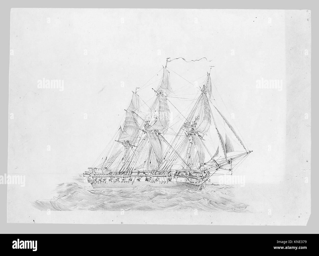 This depiction of a frigate represents the naval architecture and ...