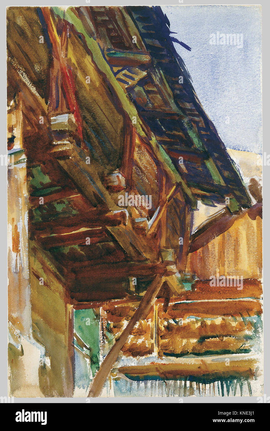 This chalet, a traditional Alpine building, features wooden ...