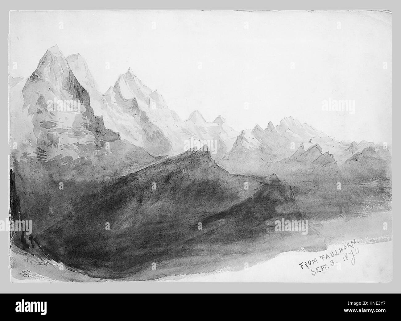 This watercolour sketch from the 'Splendid Mountain' series depicts the ...
