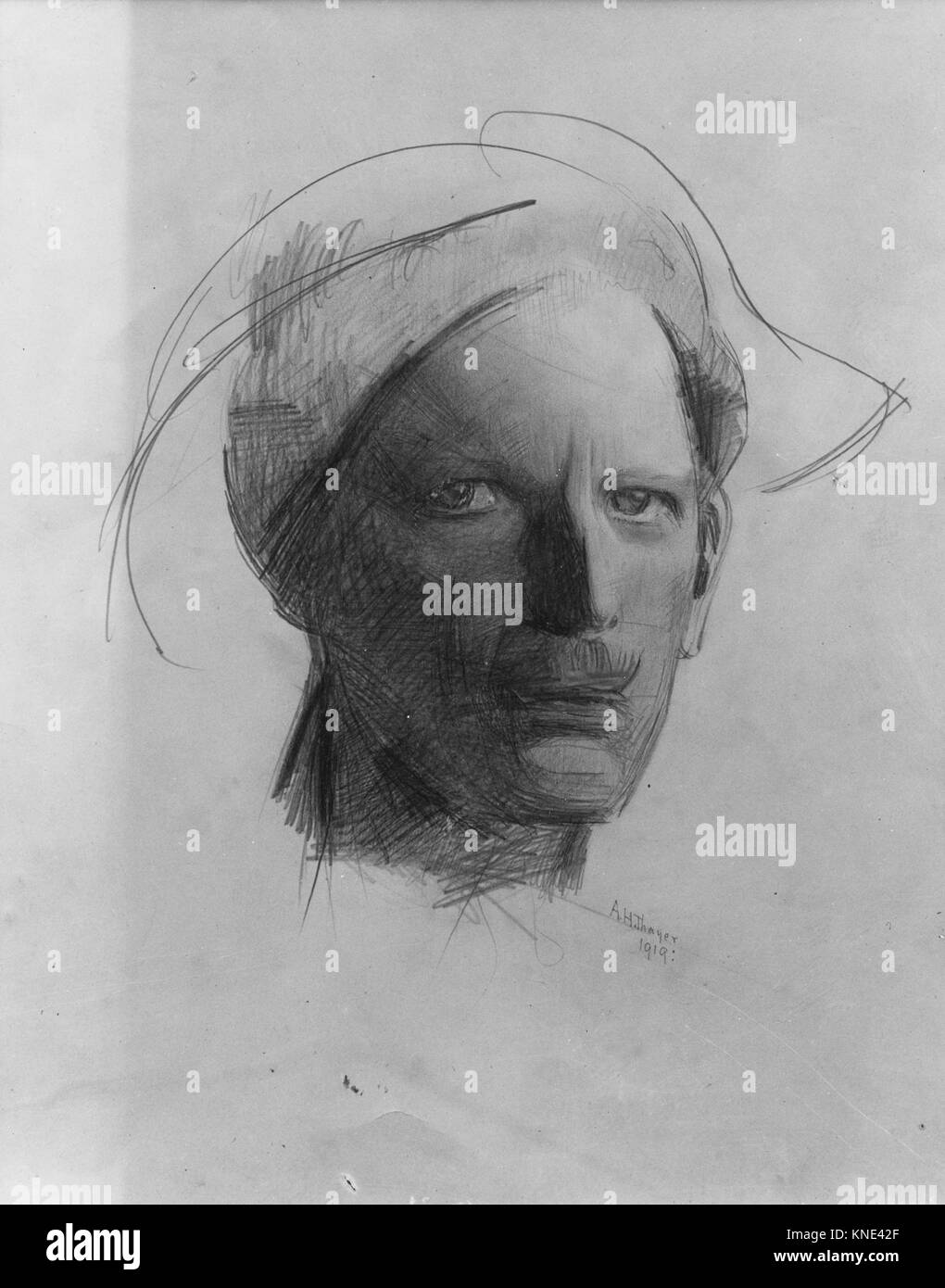 Drawing a self portrait Black and White Stock Photos & Images - Alamy