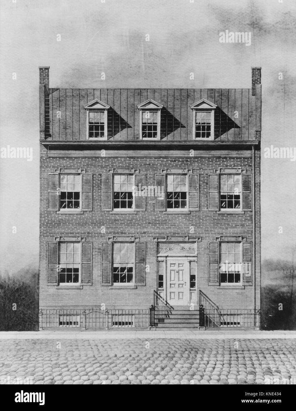 New brick house in Black and White Stock Photos & Images - Alamy