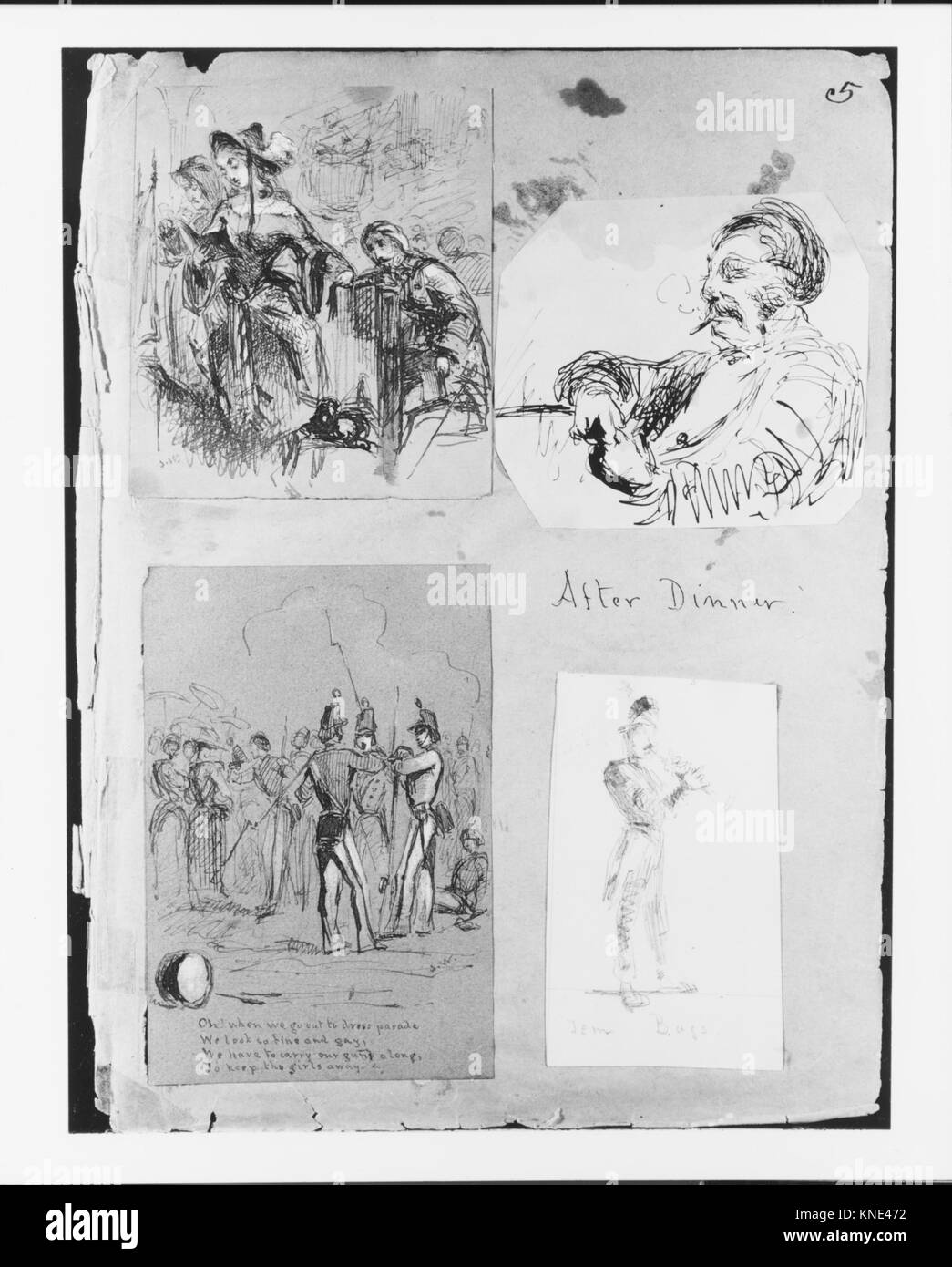 The sketch *After Dinner* by Ross Winans depicts a post-meal scene ...